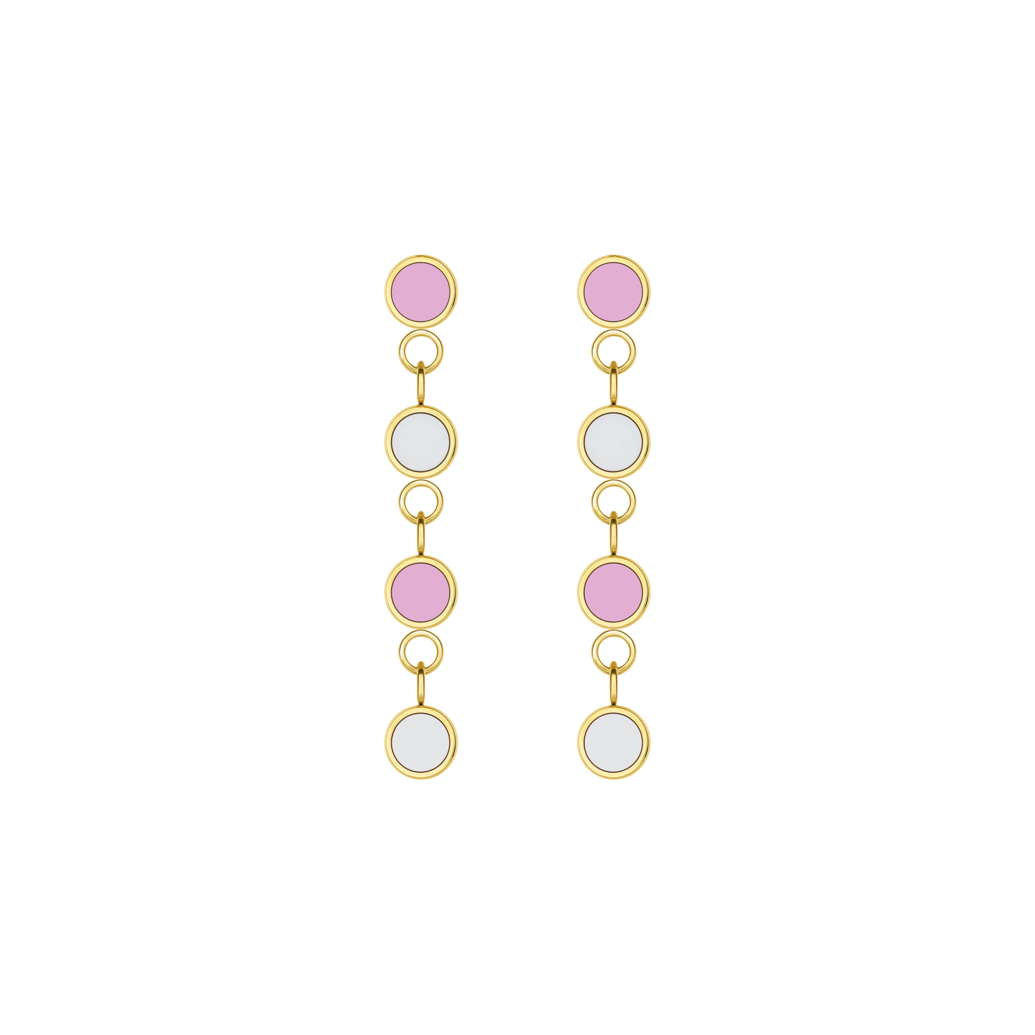 NEW WAVE CASCADE 4 FONDANT PINK AND WHITE CHIPS EARRINGS
