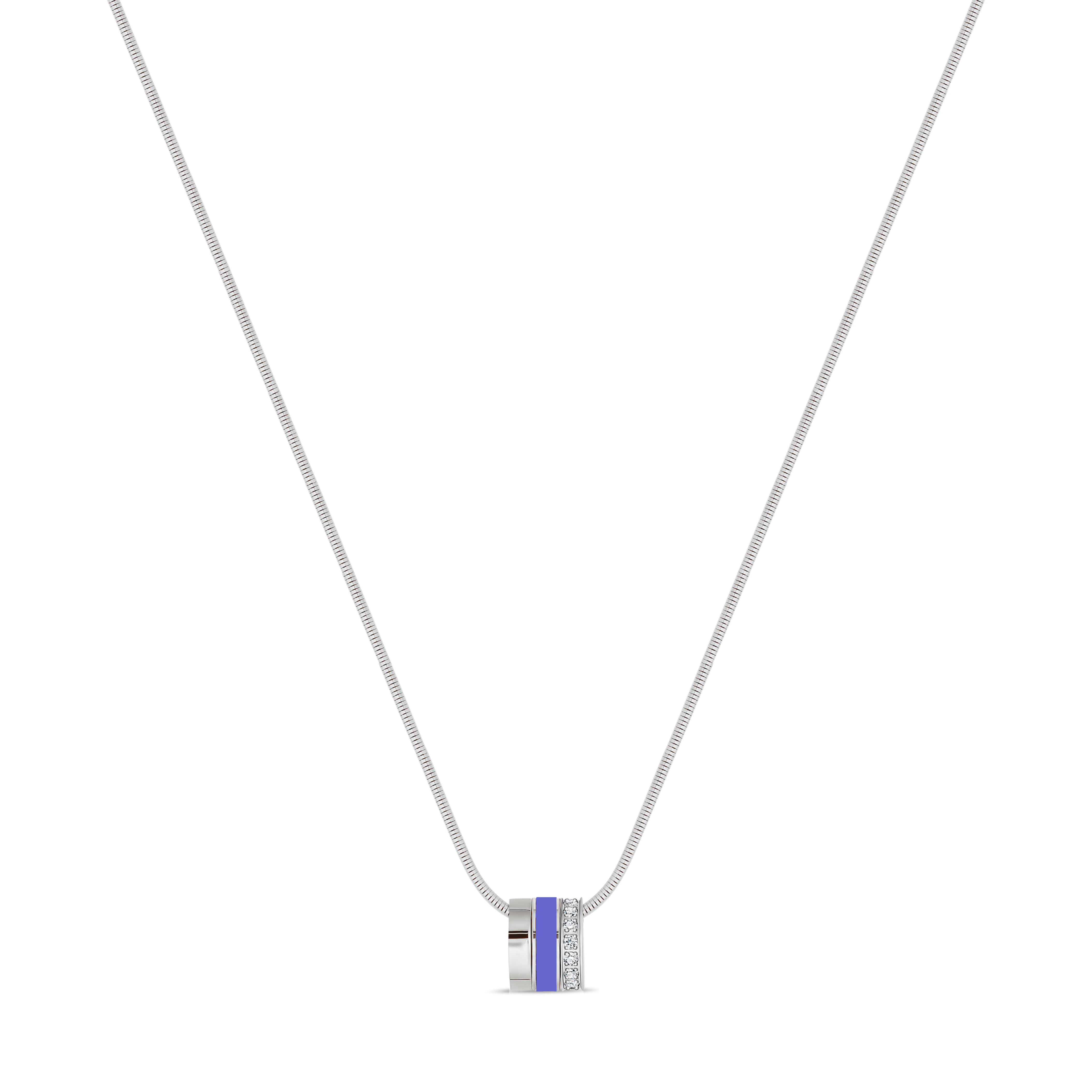 WEWA BOA CHAIN 3 RINGS PERSIAN BLUE CHIP WITH ZIRCONIA NECKLACE