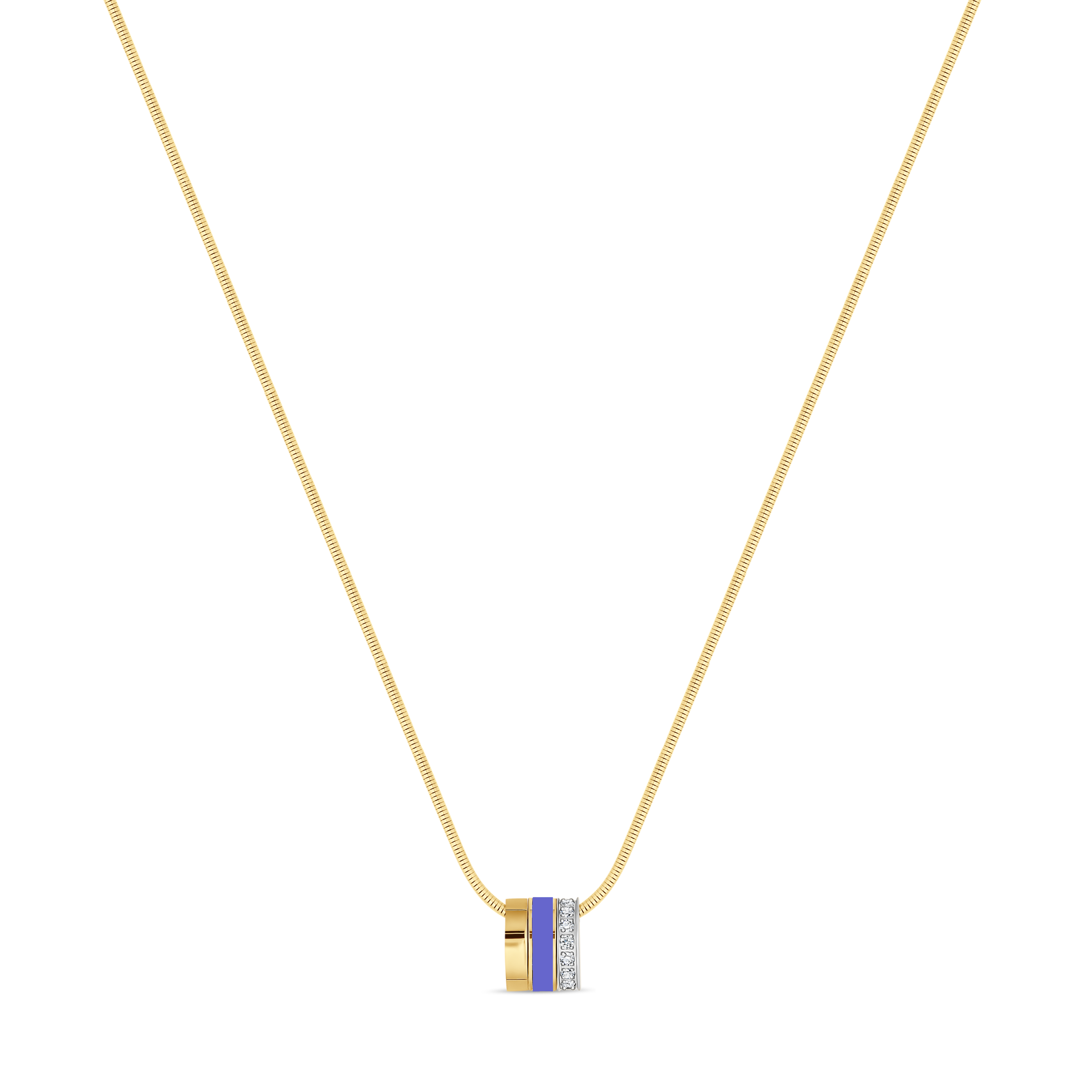 WEWA BOA CHAIN 3 RINGS PERSIAN BLUE CHIP WITH ZIRCONIA NECKLACE