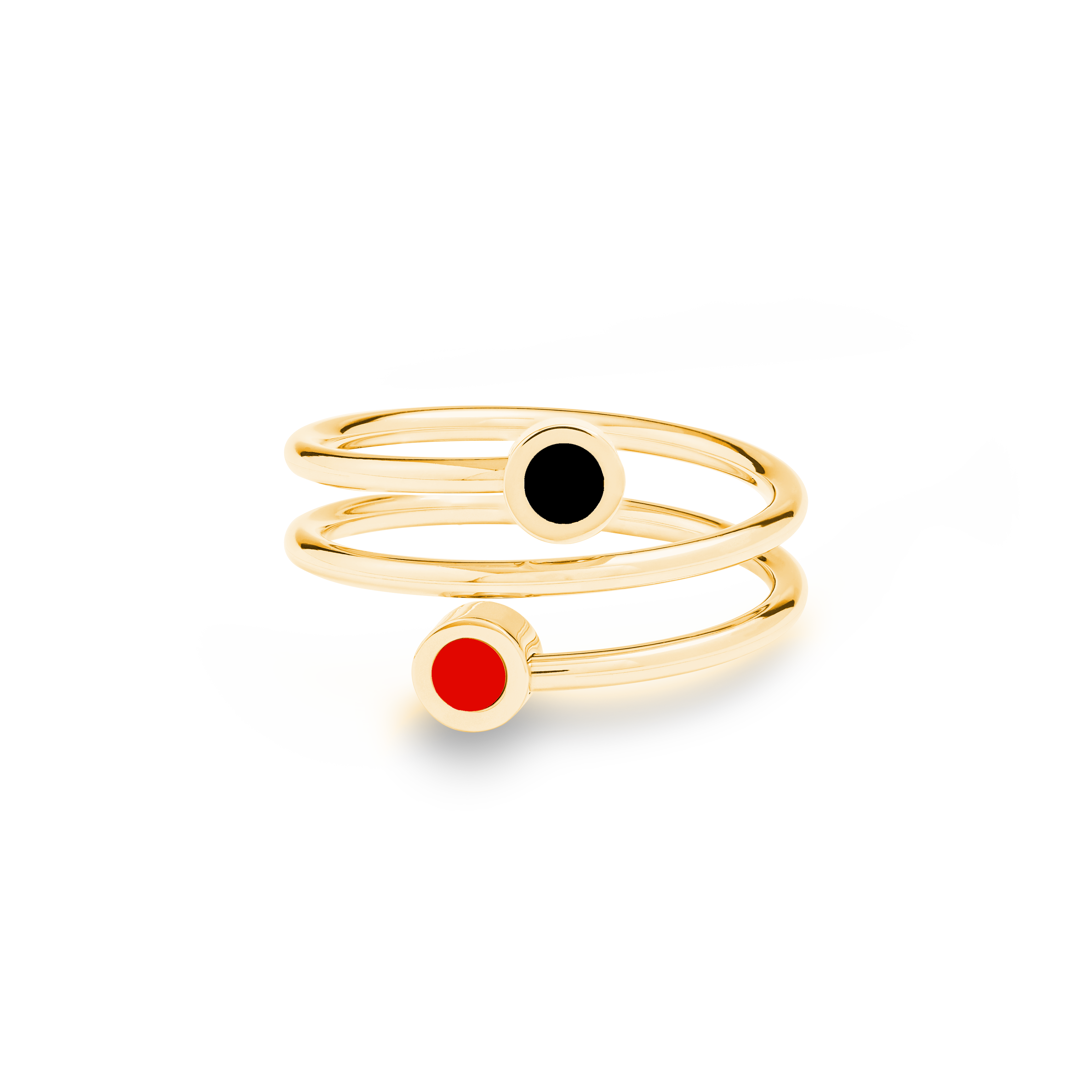 NEW WAVE BLACK AND RED CHIP DOUBLE RING