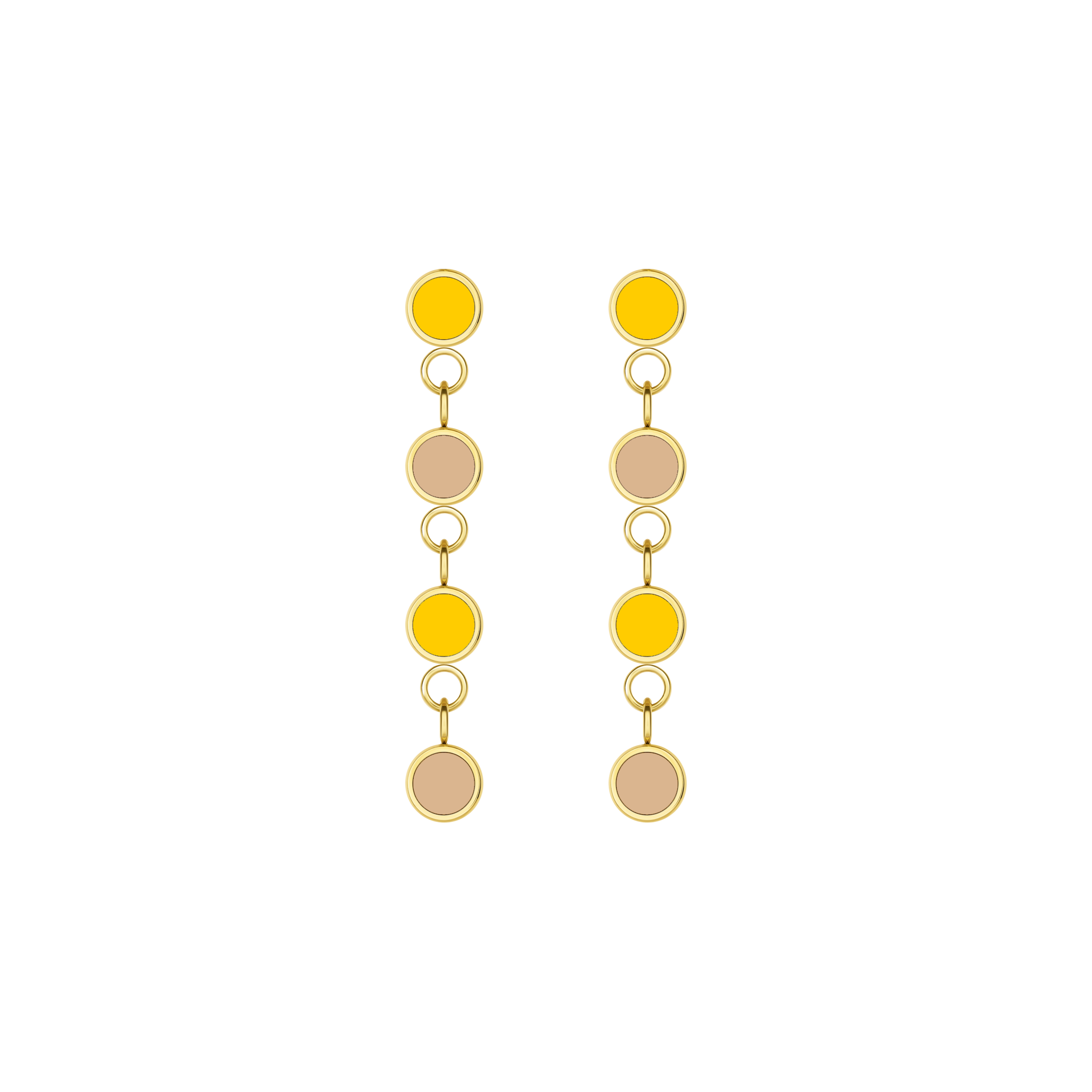 NEW WAVE CASCADE 4 BEIGE AND SPECTRA YELLOW CHIPS EARRINGS