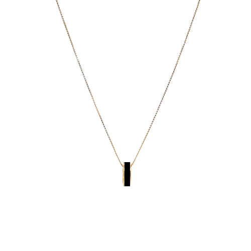 WEWA BLACK CIRCLE CHIP NECKLACE