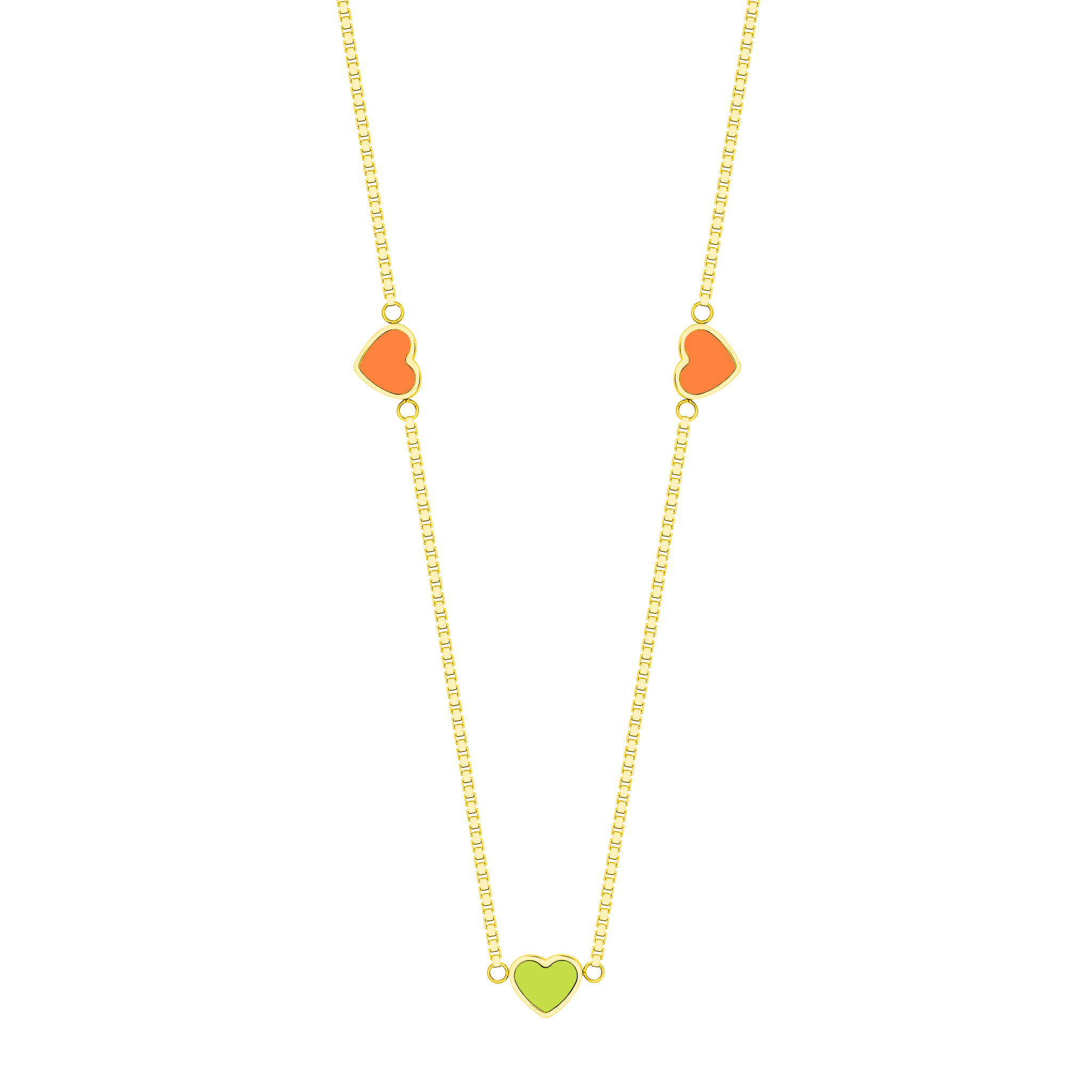 AMARE LIME GREEN AND ORANGE CHIPS NECKLACE